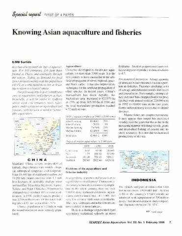 Knowing Asian aquaculture and fisheries