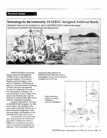 Technology for the community: SEAFDEC-designed artificial reefs