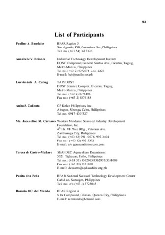 List of participants