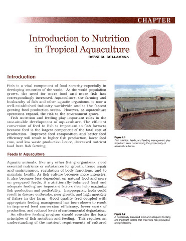 Introduction to nutrition in tropical aquaculture