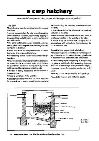 A carp hatchery: Its essential components, site, proper hatchery ...