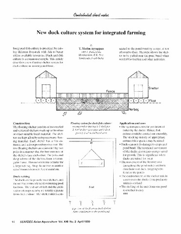 New duck culture system for integrated farming