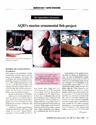 AQD's marine ornamental fish project
