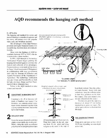 AQD recommends the hanging raft method