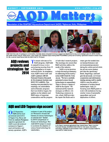 AQD Matters 2013 August - September