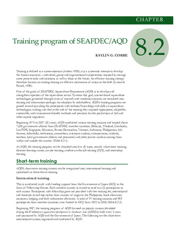 Training program of SEAFDEC/AQD