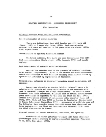 Milkfish reproduction: Broodstock development