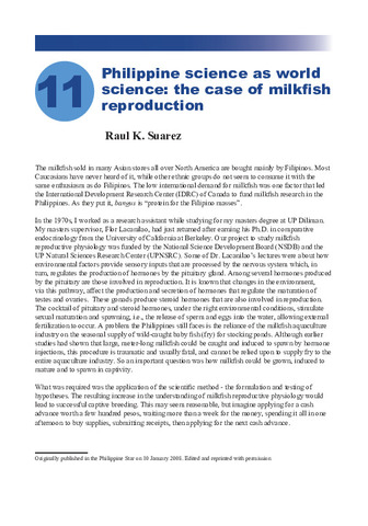 Philippine science as world science: The case of milkfish reproduction