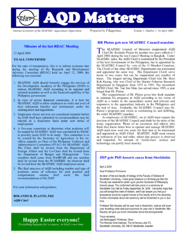 AQD Matters 2004 April