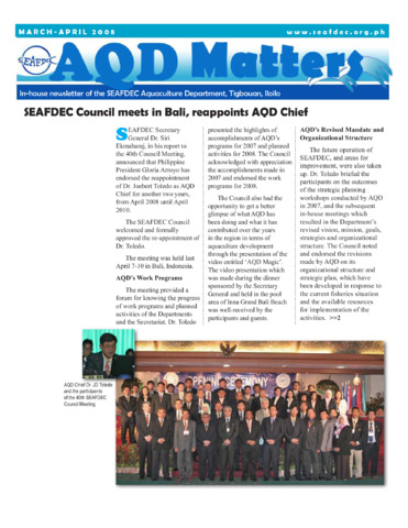 AQD Matters 2008 March -April